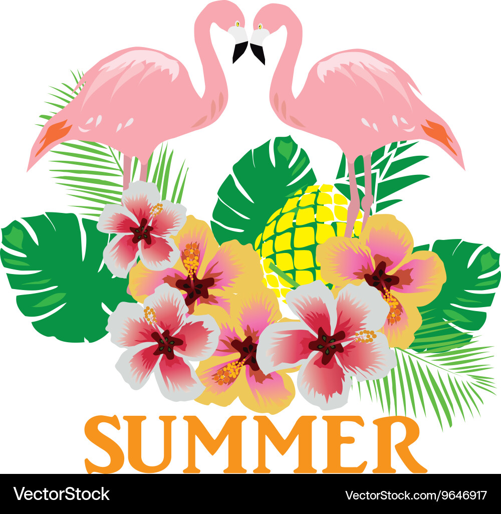 Flamingos summer Royalty Free Vector Image - VectorStock