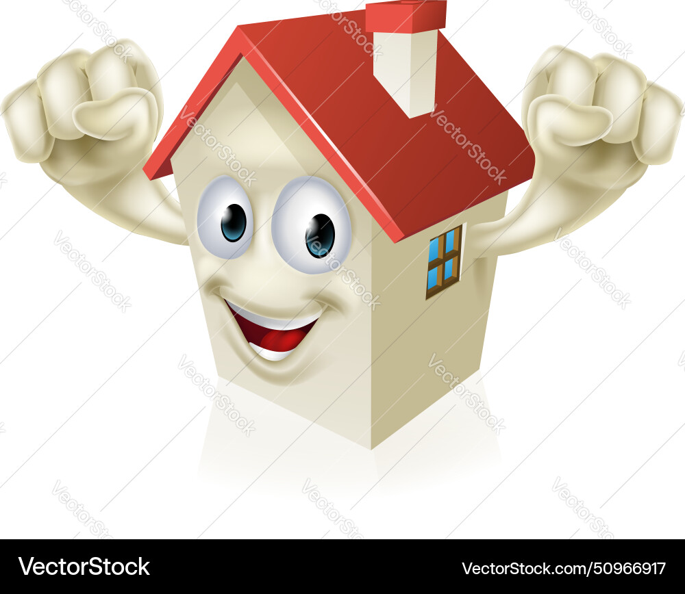 Happy cartoon house mascot Royalty Free Vector Image