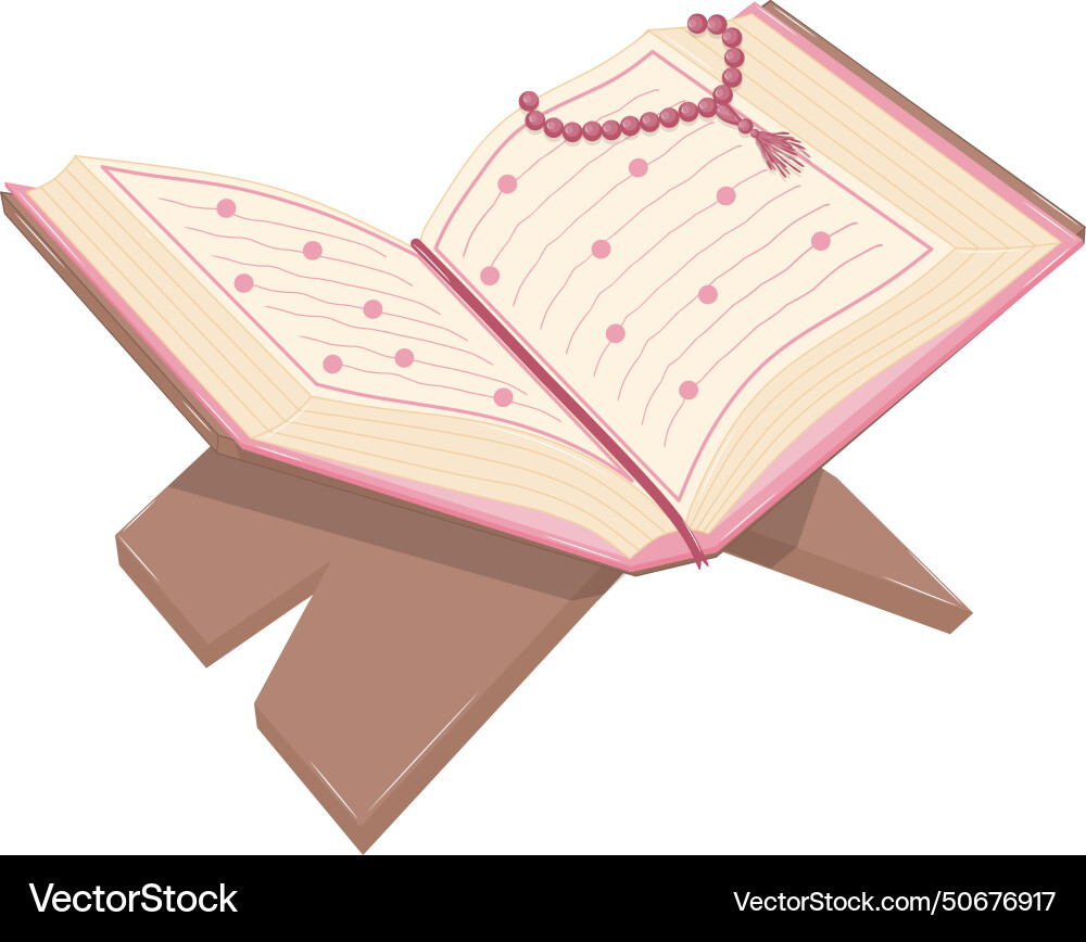 Opened quran islamic book on stand Royalty Free Vector Image