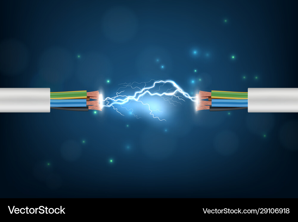 Electricity cable connection lighting glowing Vector Image