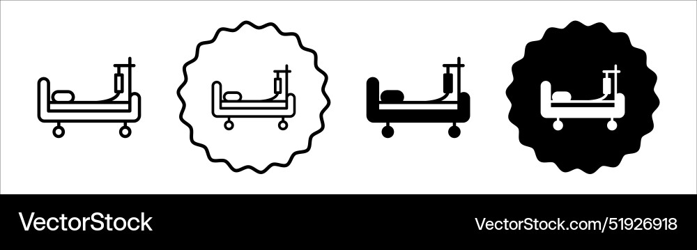 Hospital bed icon symbol set collection Royalty Free Vector