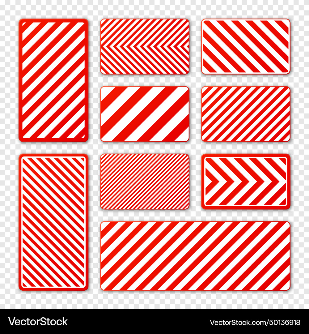 Various white and red warning signs with diagonal Vector Image