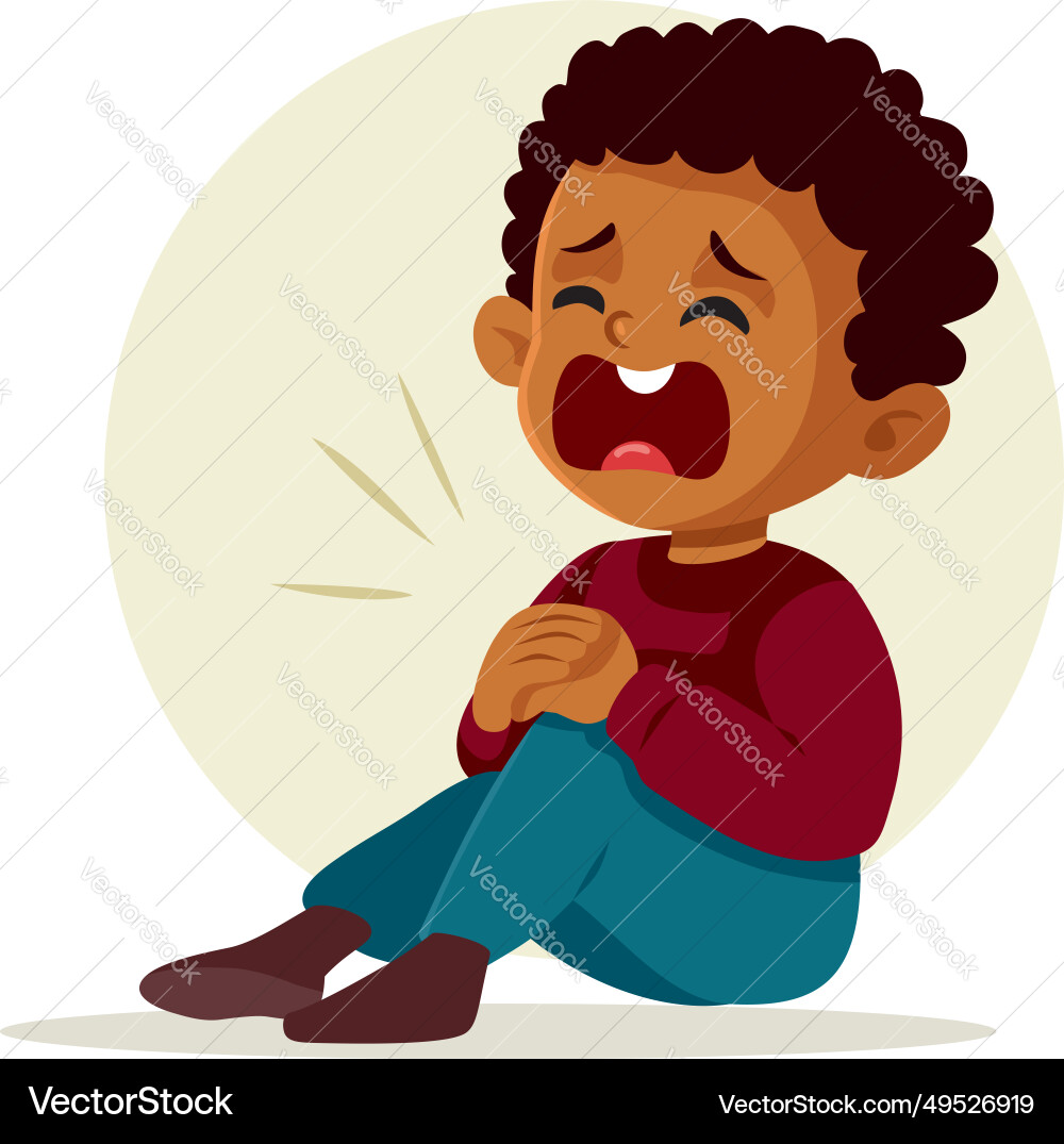 Crying Toddler with Knee Injury Royalty Free Vector Image