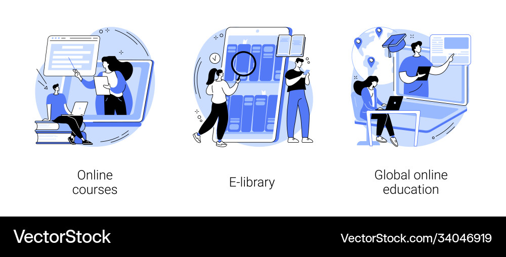 E-learning tools abstract concept Royalty Free Vector Image