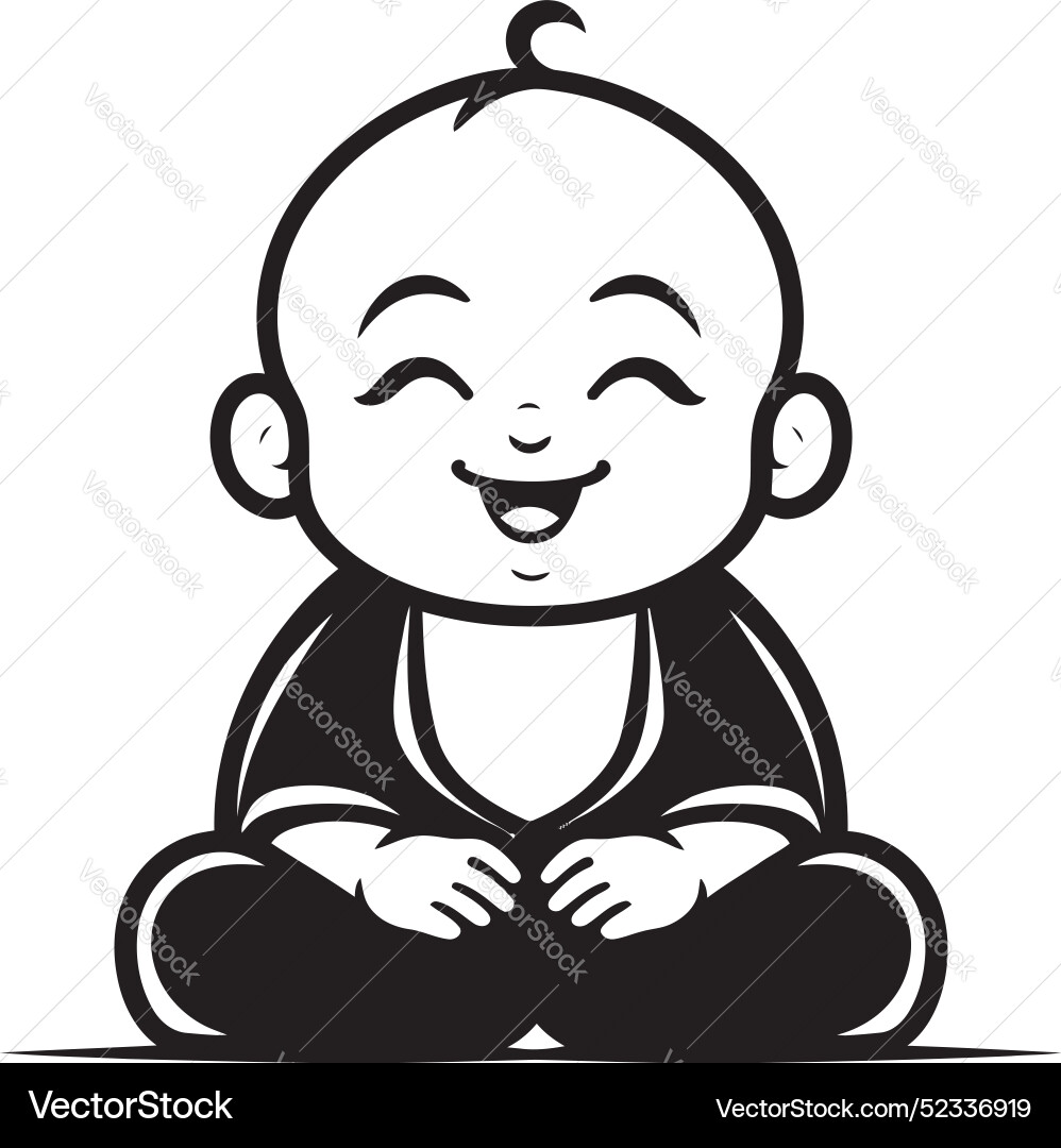 Enlightened infante buddha kid silhouette Vector Image