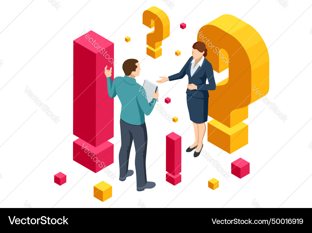 Isometric question marks message box Royalty Free Vector