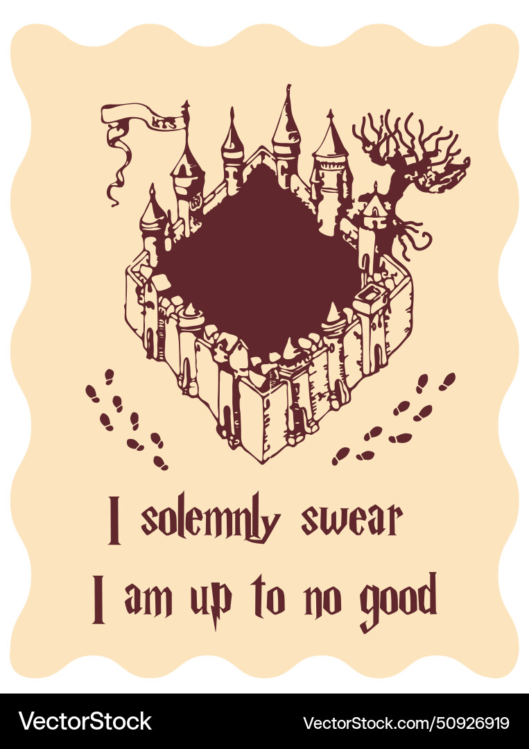 Magic school poster quote from a book about boy Vector Image