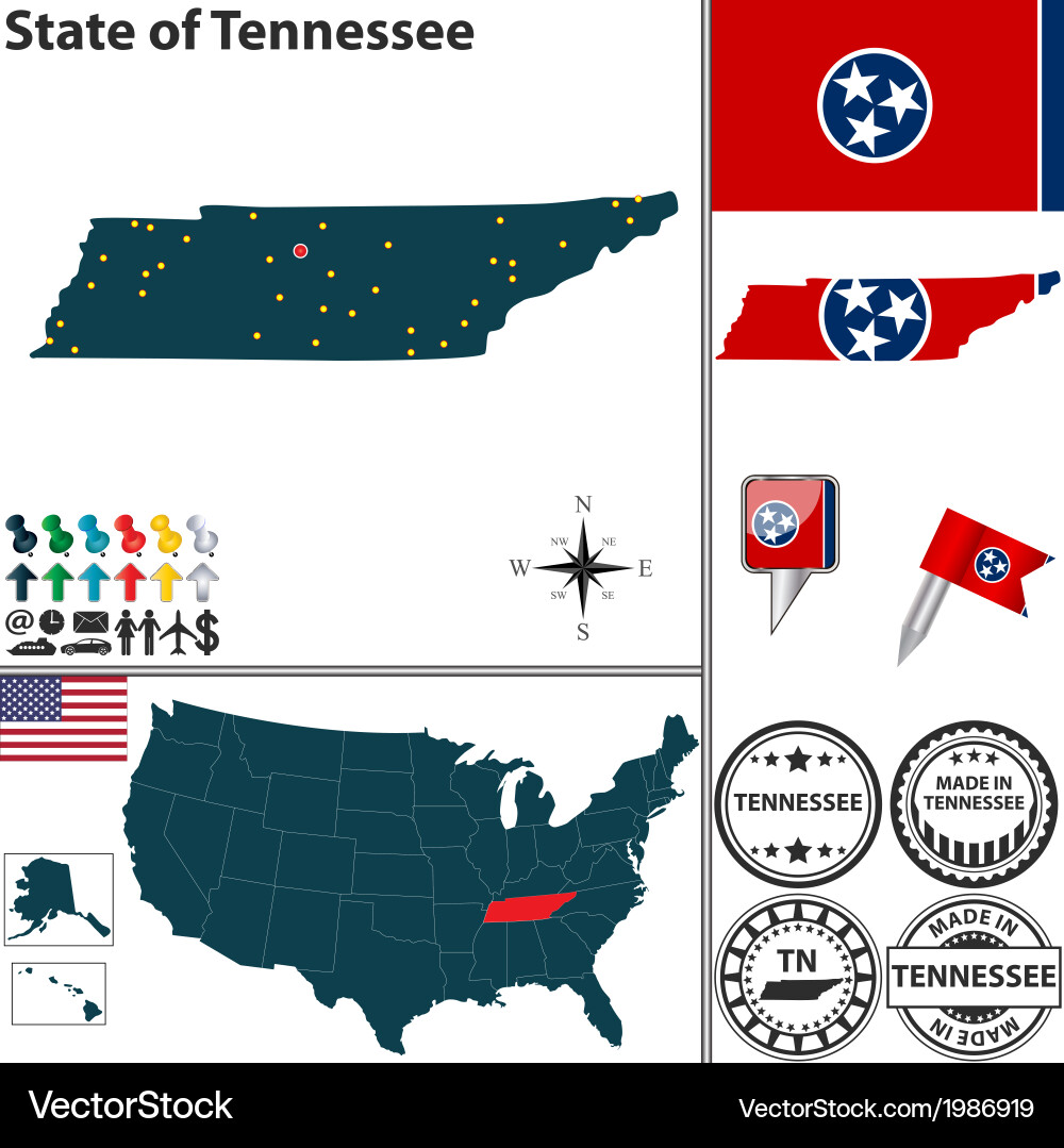 Map of tennessee Royalty Free Vector Image - VectorStock
