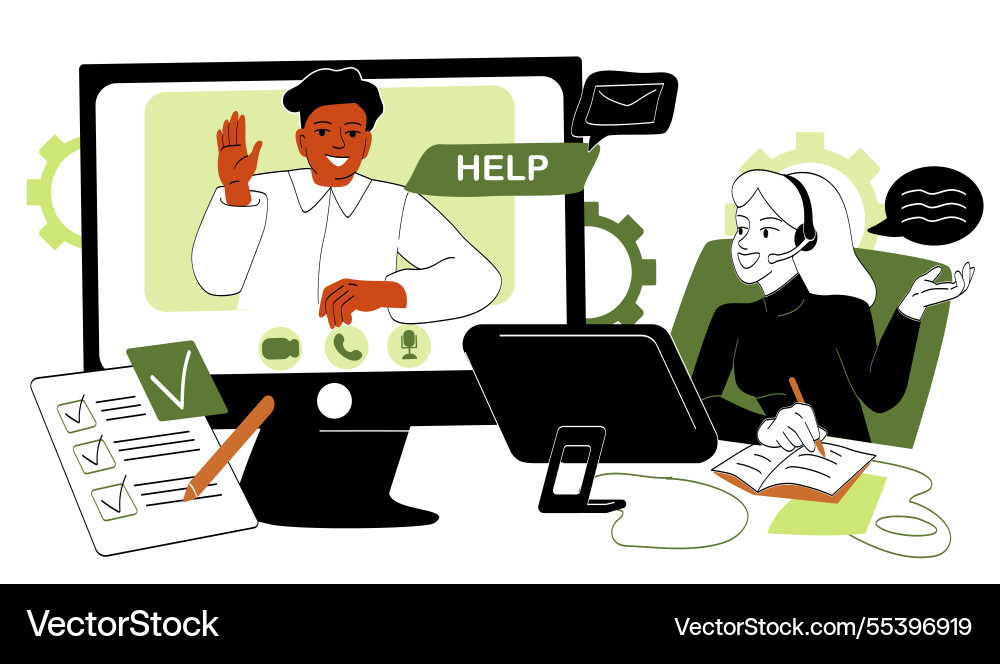 Online customer support communication concept Vector Image