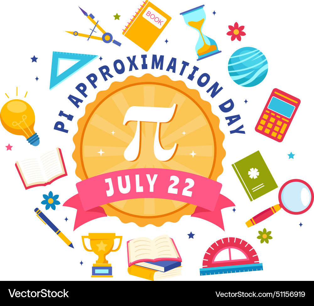 Pi approximation day on july 22 with mathematical Vector Image