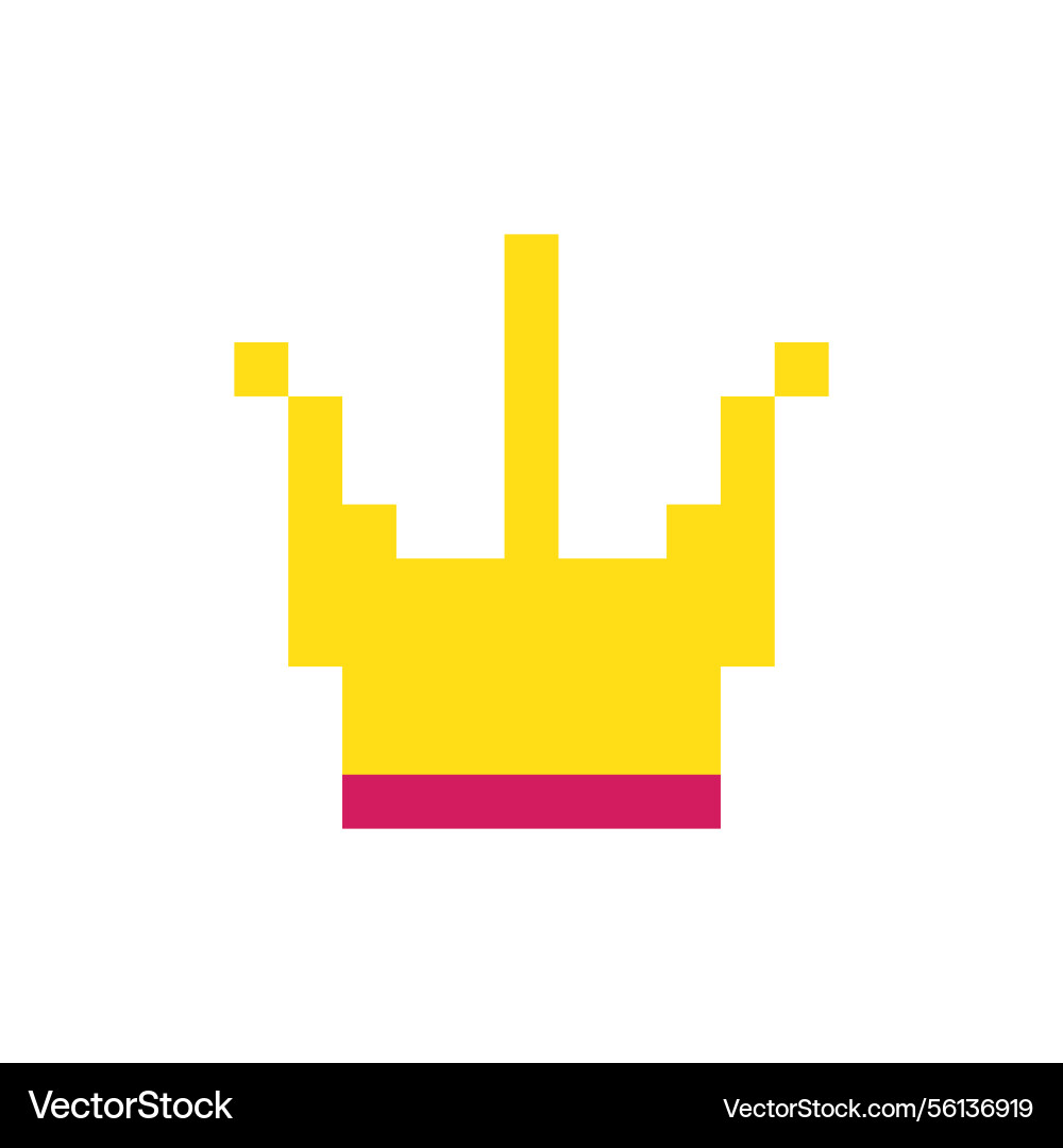 Pixel art crown 8 bit king icon retro style queen Vector Image