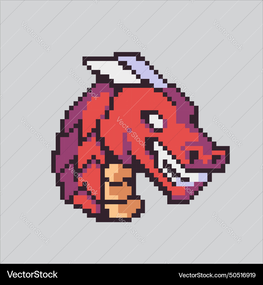 Pixel art dragon head Royalty Free Vector Image