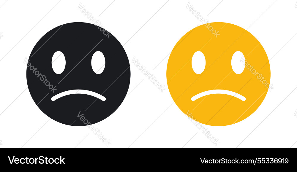 Sad icons set black and colored style Royalty Free Vector
