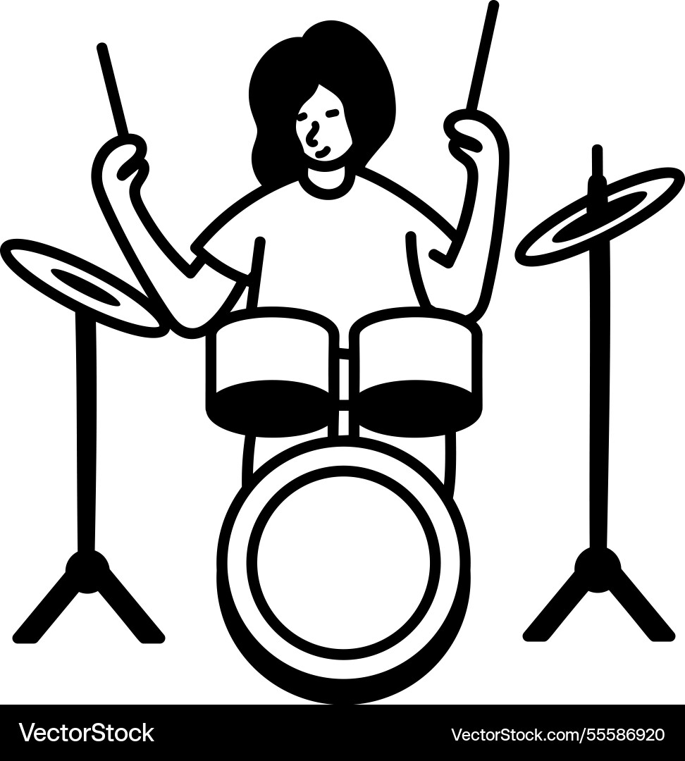 A hand drawn icon of drummer Royalty Free Vector Image