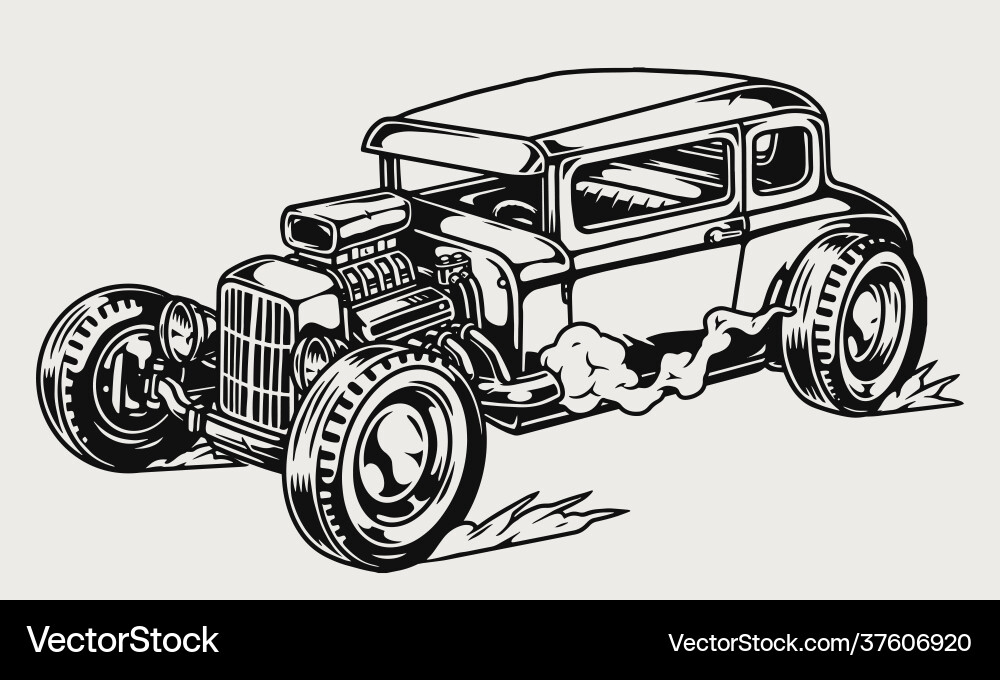 Classic hot rod car template Royalty Free Vector Image