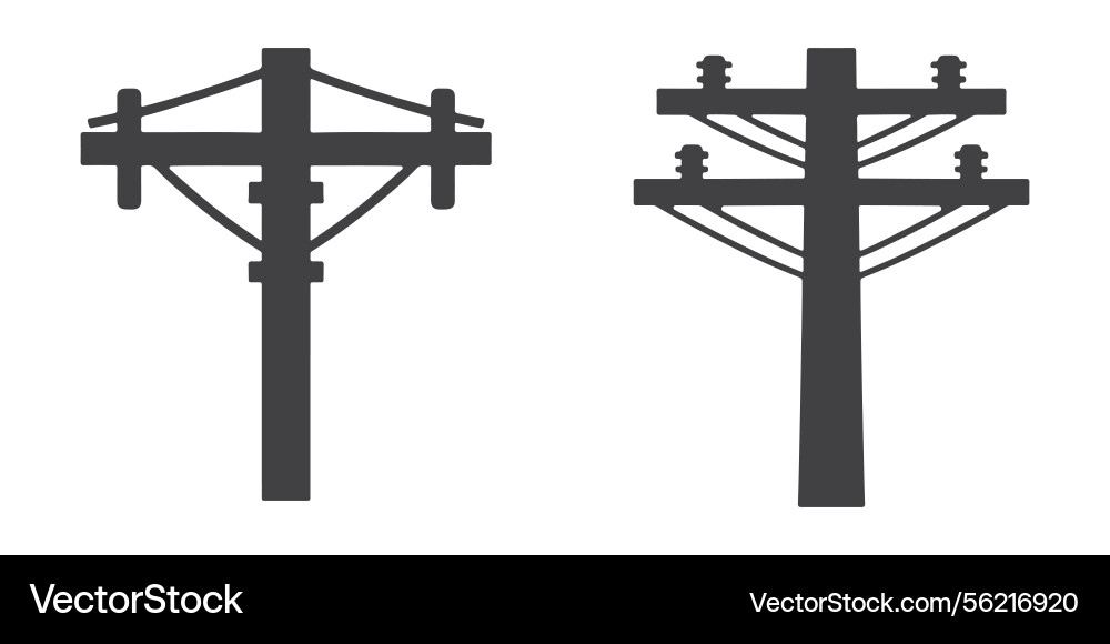 Electric pole logo icons silhouette Royalty Free Vector