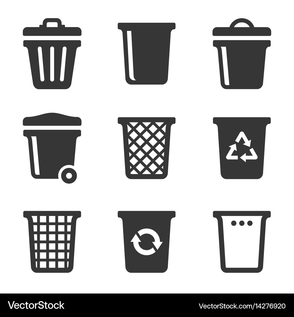 Garbage icons set on white background Royalty Free Vector