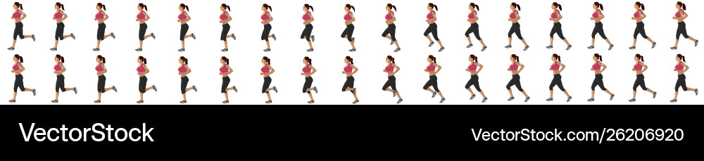 Girl run cycle animation sequence Royalty Free Vector Image