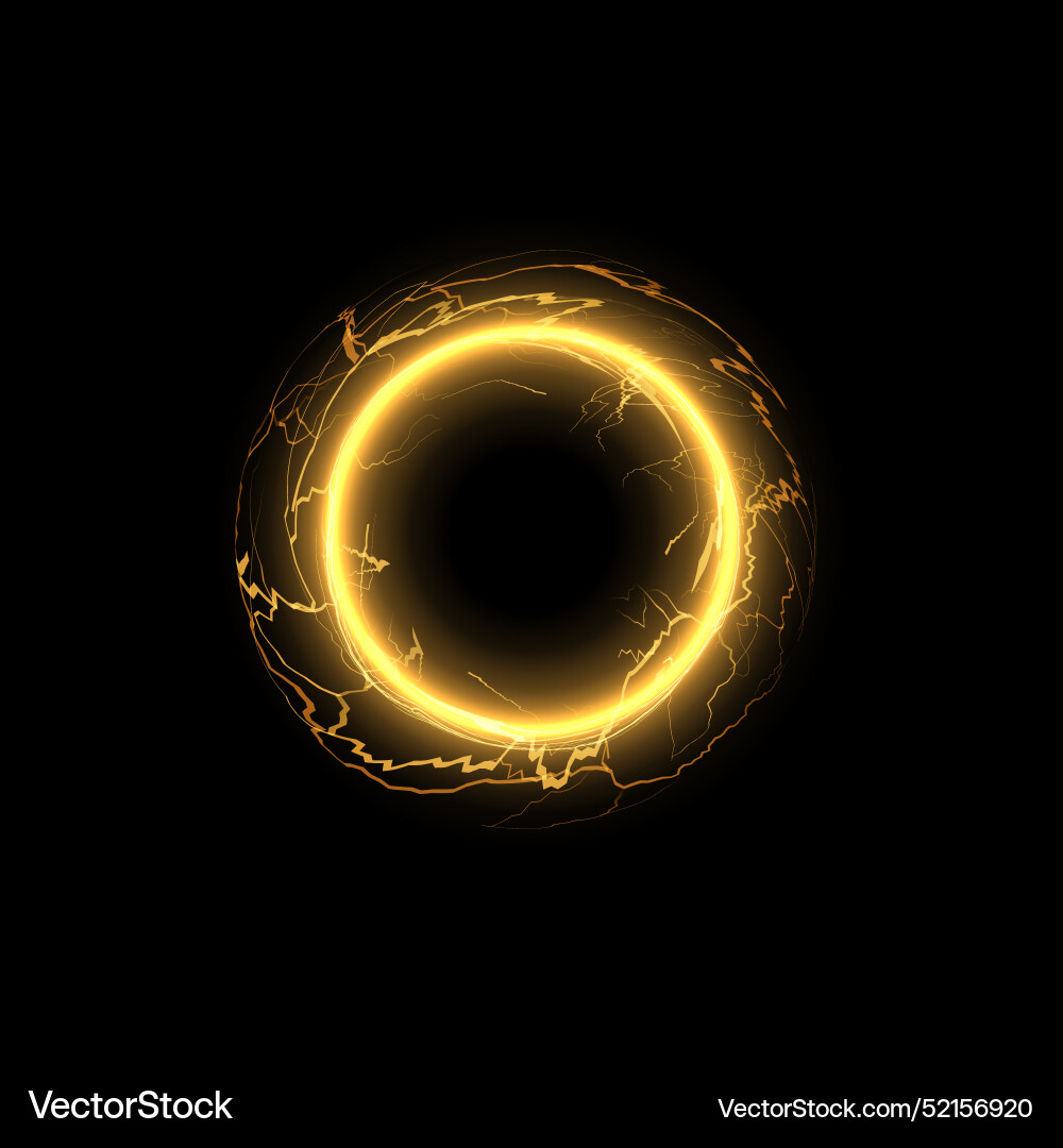 Glowing fire ring lightning on isolated black Vector Image