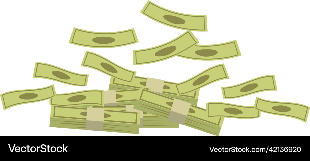 Money banknotes stack in cartoon style Royalty Free Vector