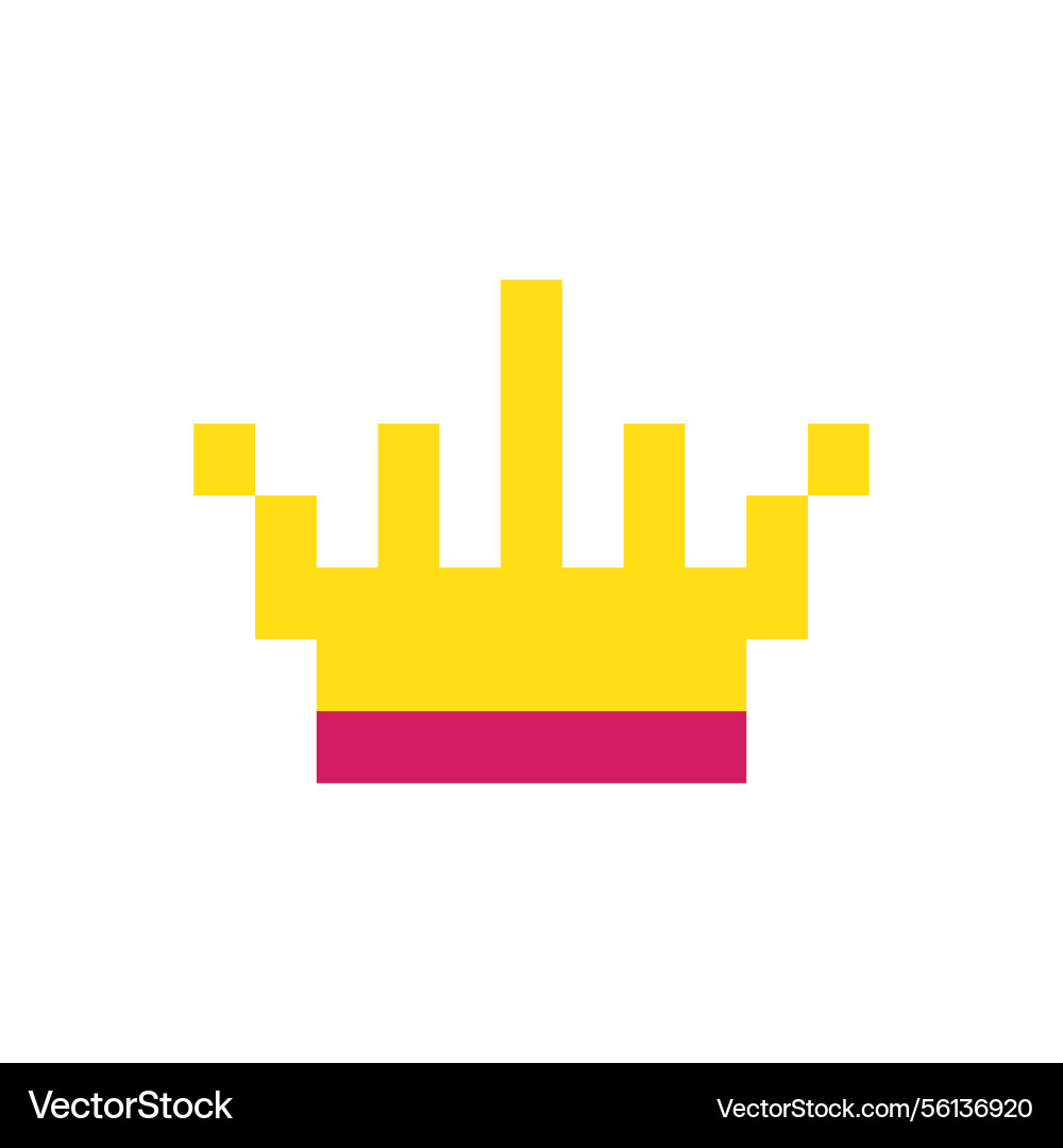 Pixel art crown 8 bit king icon retro style queen Vector Image