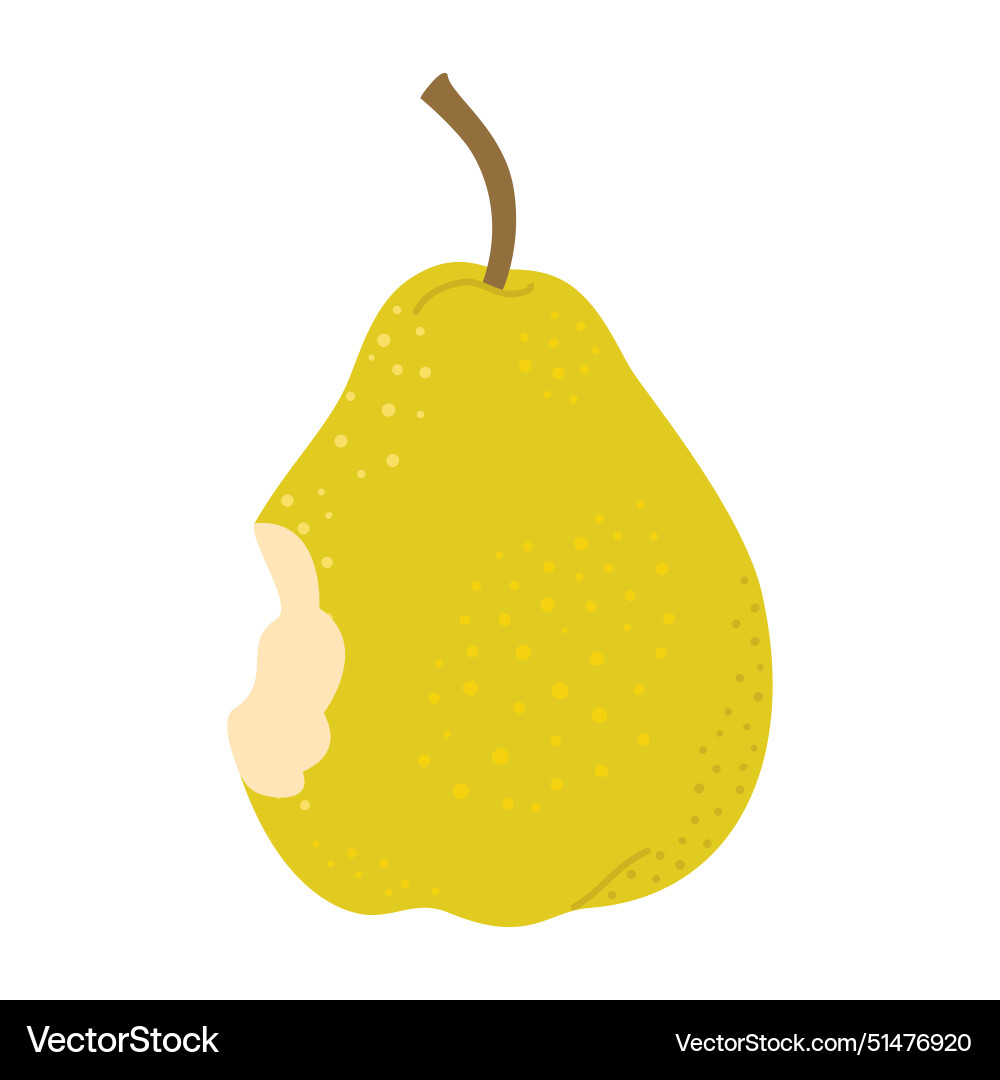 Ripe bitten pear hand drawn trendy flat style Vector Image