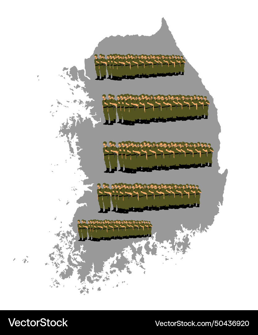 South korea military troops map silhouette Vector Image