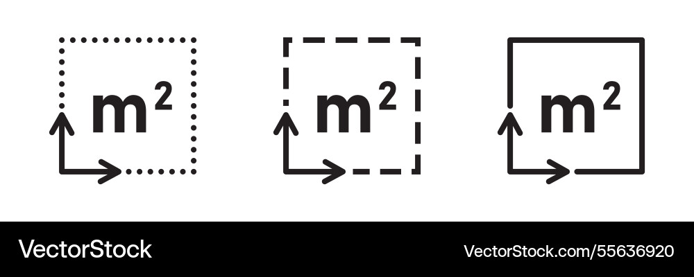 Square meter icon m2 sign isolated Royalty Free Vector Image
