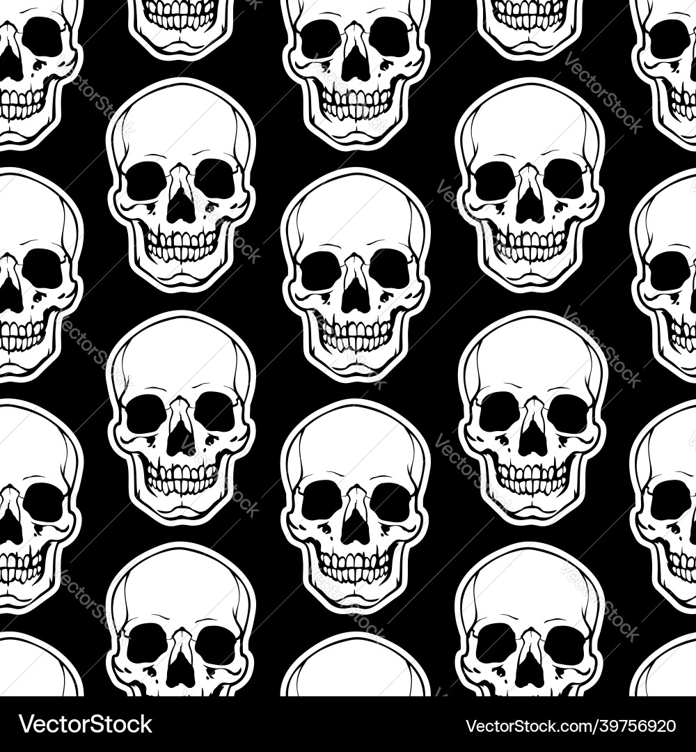 White Cartoon Skull Seamless Pattern Royalty Free Vector