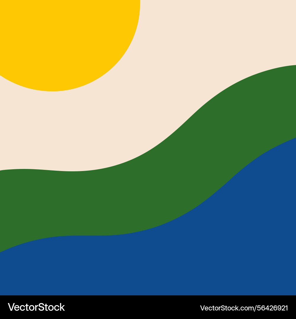 Abstract landscape with sun hills design Vector Image