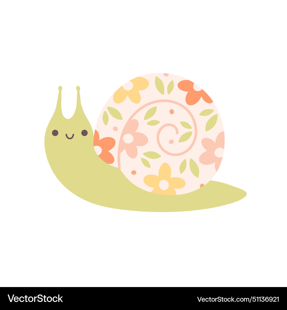 Cute snail spring character time Royalty Free Vector Image