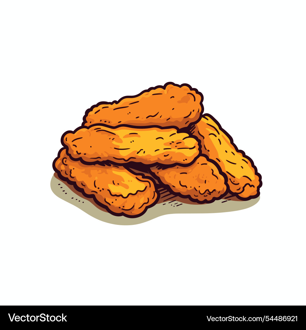 Delicious golden fried chicken tenders stacked Vector Image