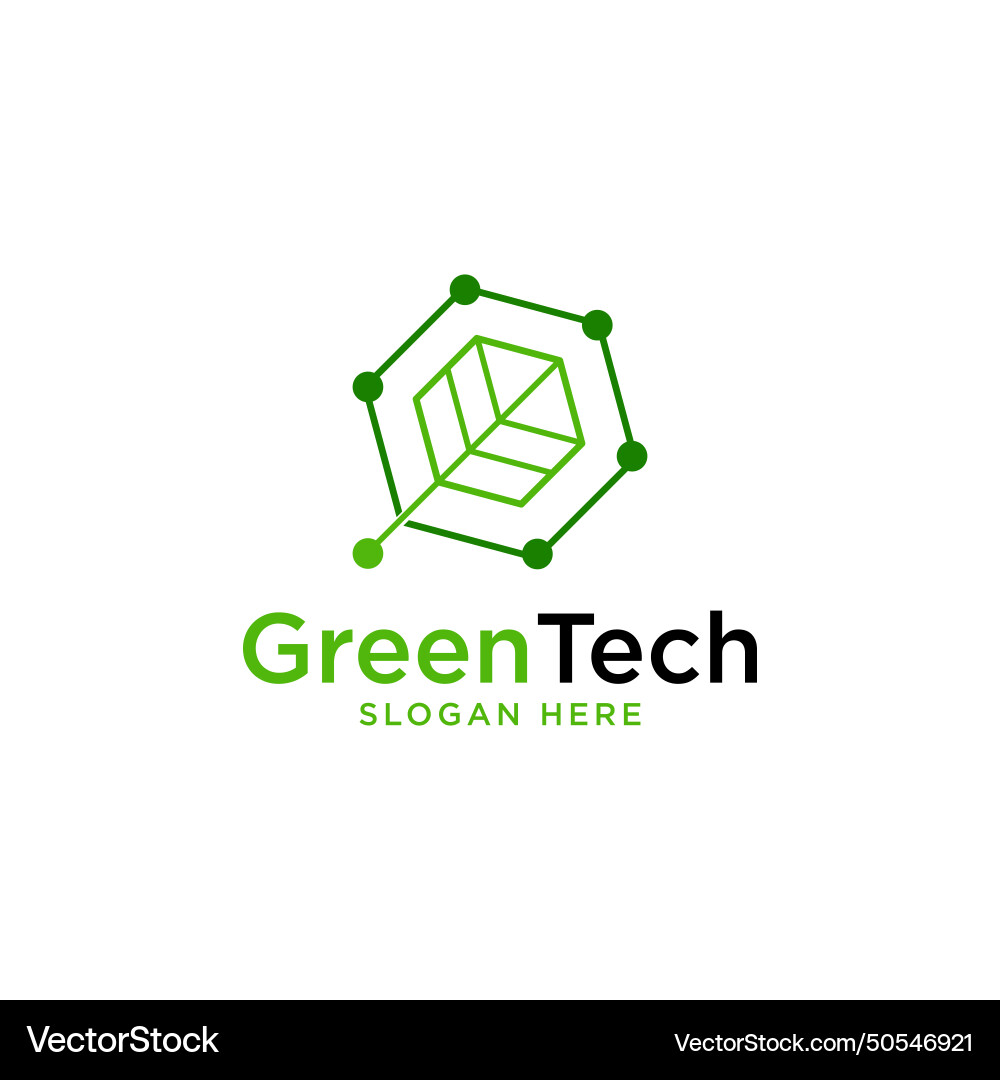 Green tech logo template design emblem Royalty Free Vector