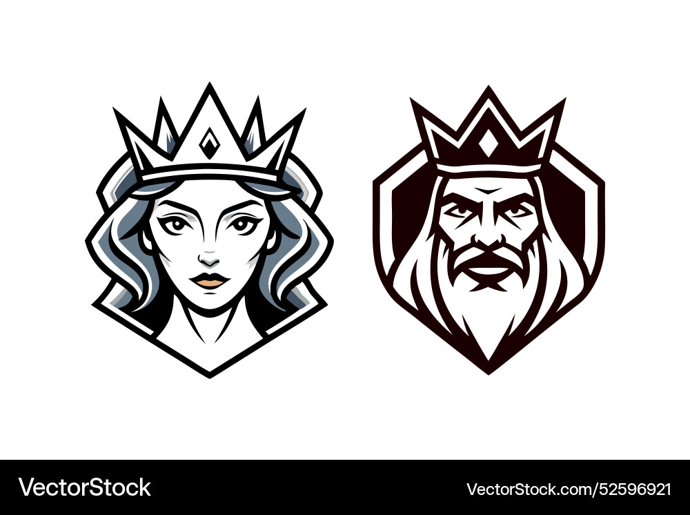 King crown head tough looking warrior face Vector Image