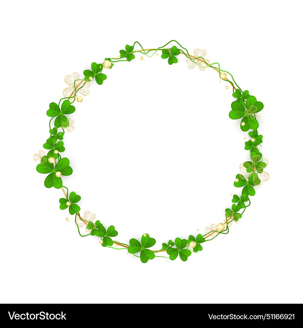 Realistic shamrock twisted wreath elegant Vector Image