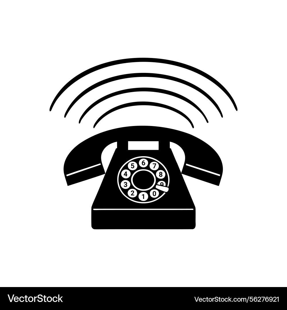 Ringing rotary phone silhouette Royalty Free Vector Image