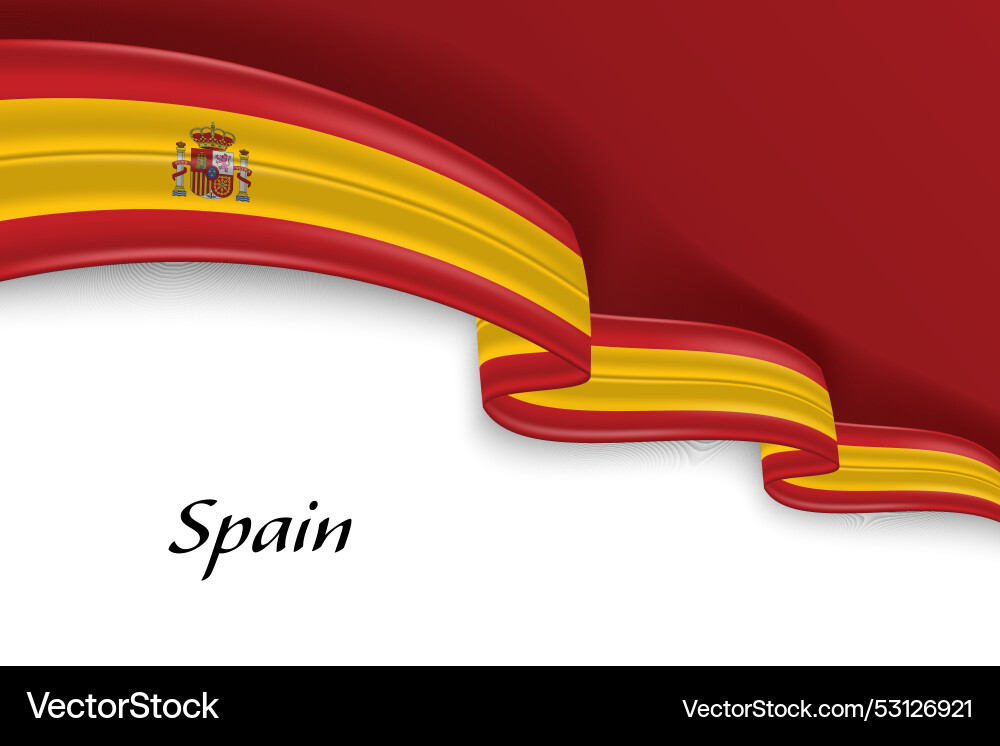 Spain Flag Ribbon Wave Royalty Free Vector Image