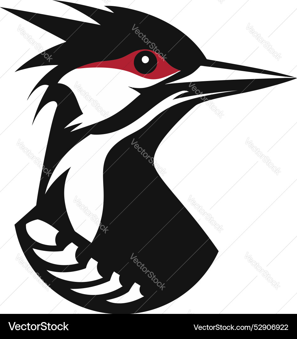 Black woodpecker bird logo design forestry Vector Image