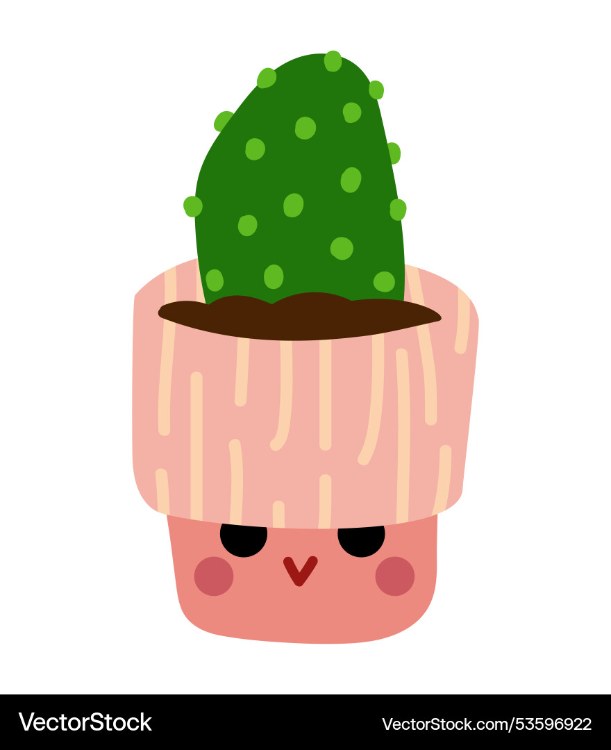 Cartoon cute cactus in a pot Royalty Free Vector Image