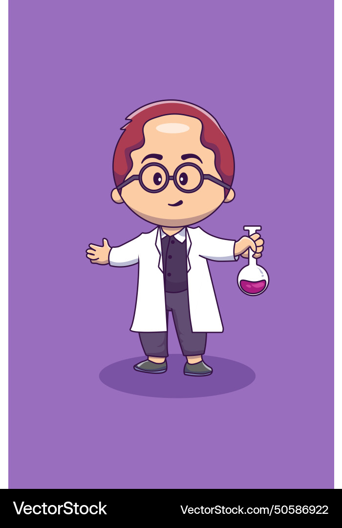 Chemist carrying test tube cartoon Royalty Free Vector Image