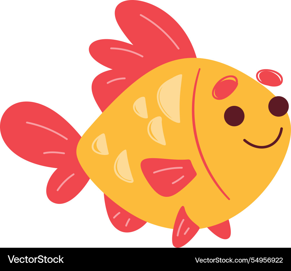 Cute friendly fish underwater inhabitant Vector Image