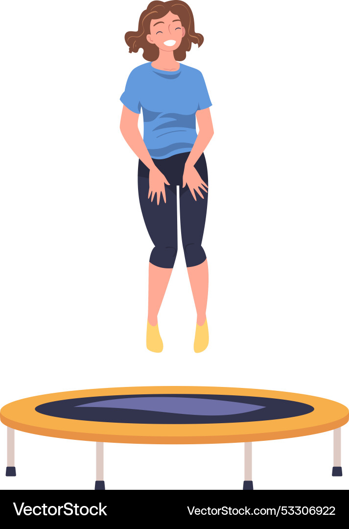Excited woman character jumping and bouncing Vector Image
