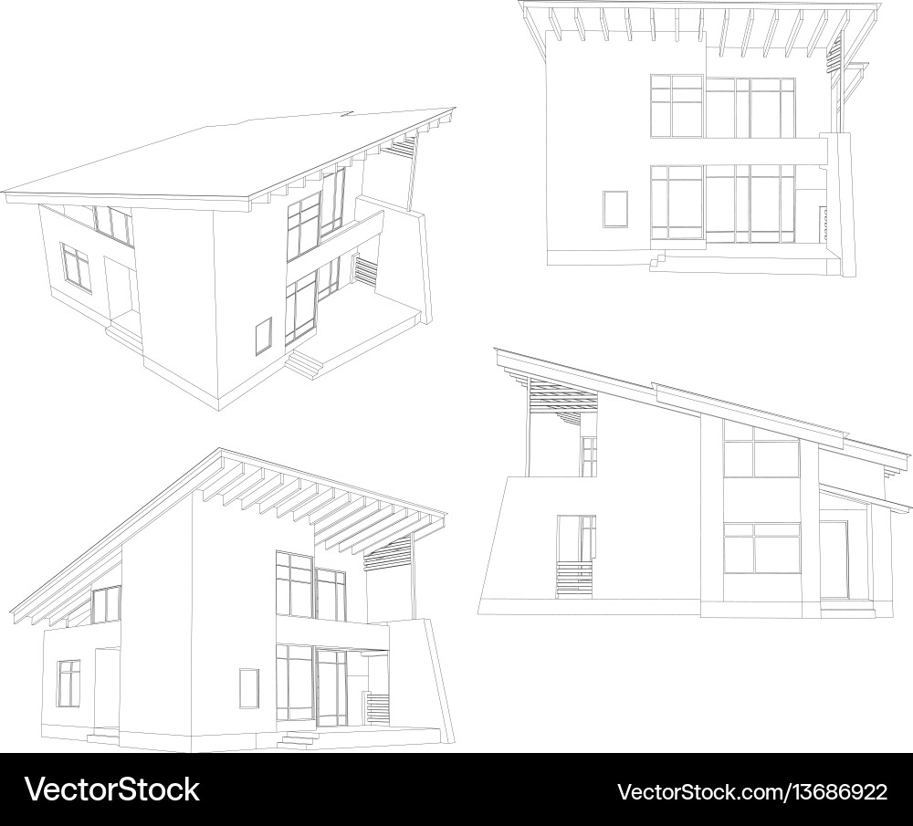 Frame house four angle Royalty Free Vector Image