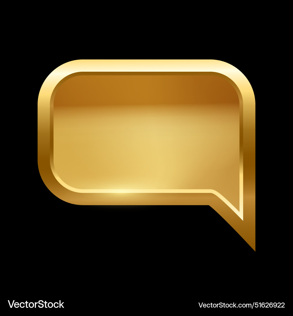 Gold rectangle speech bubble with frame Royalty Free Vector