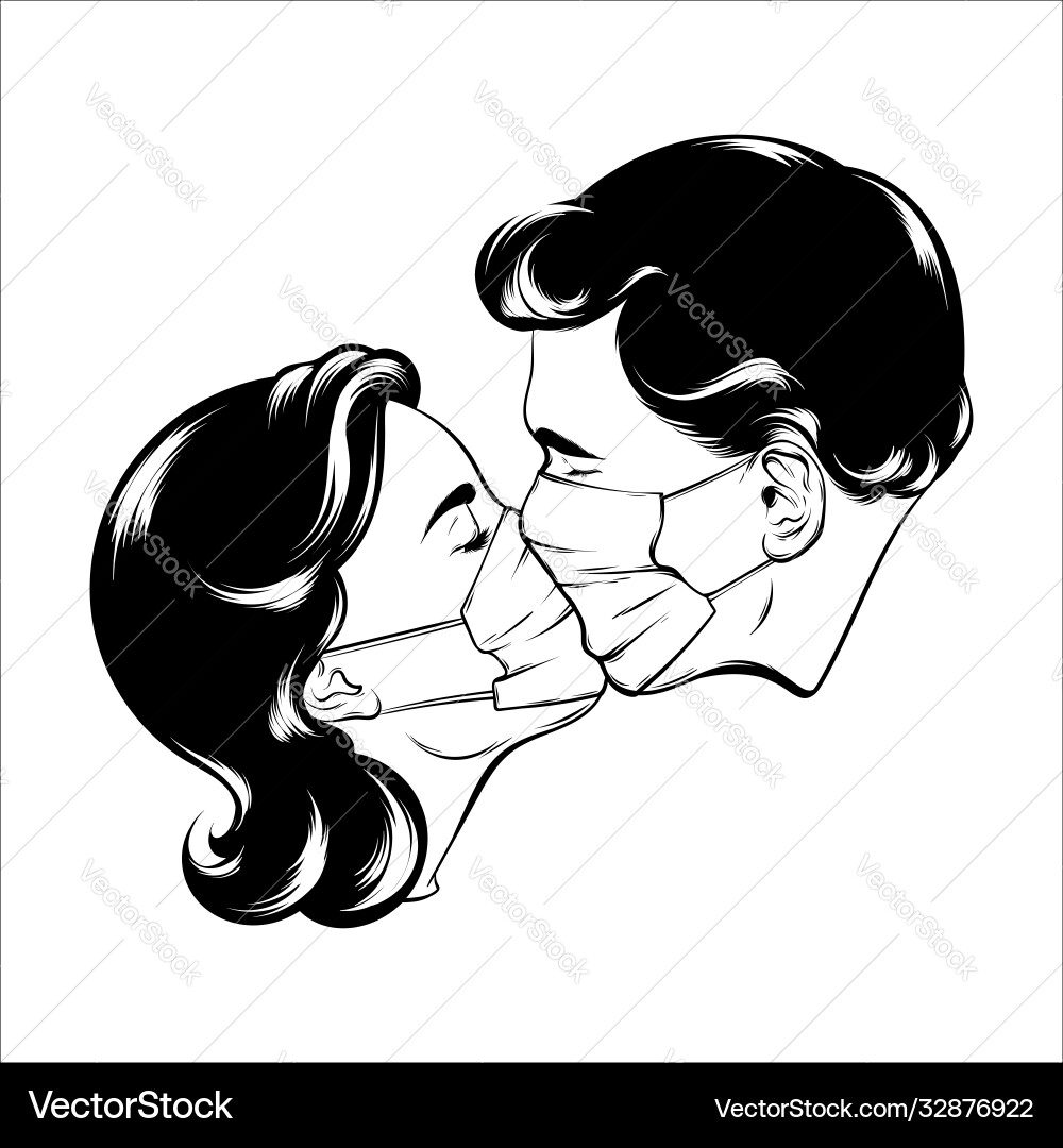 Hand drawn kissing couple Royalty Free Vector Image