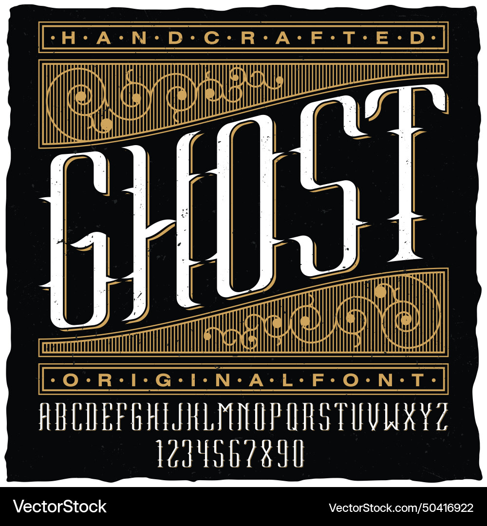 Handcrafted ghost poster with original label font Vector Image