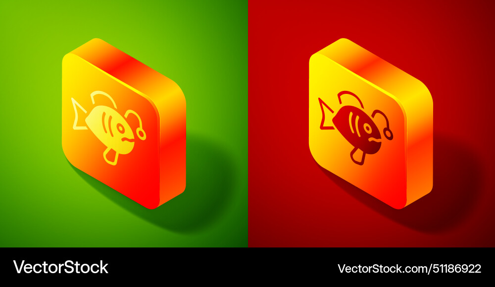 Isometric tropical fish icon isolated on green Vector Image