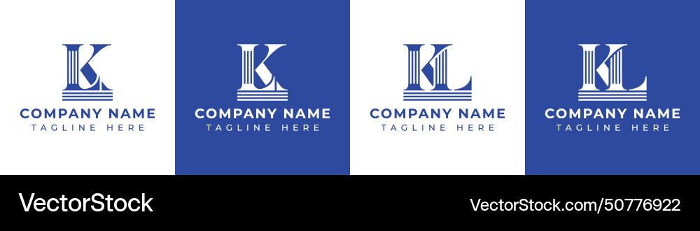 Letters lk and kl pillar logo set suitable Vector Image