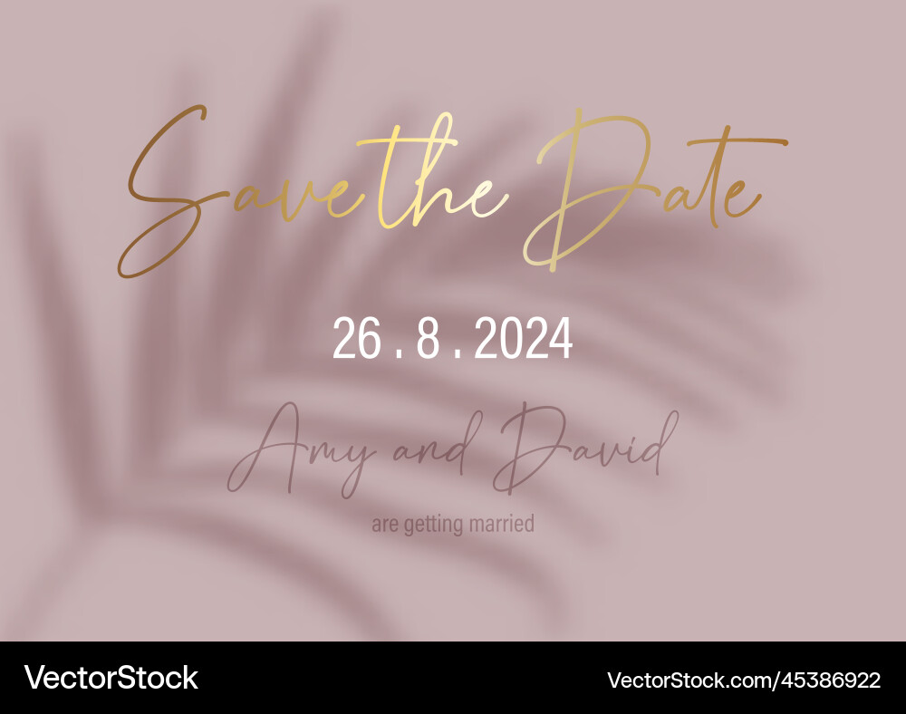 Minimal save the date invitation design with fern Vector Image