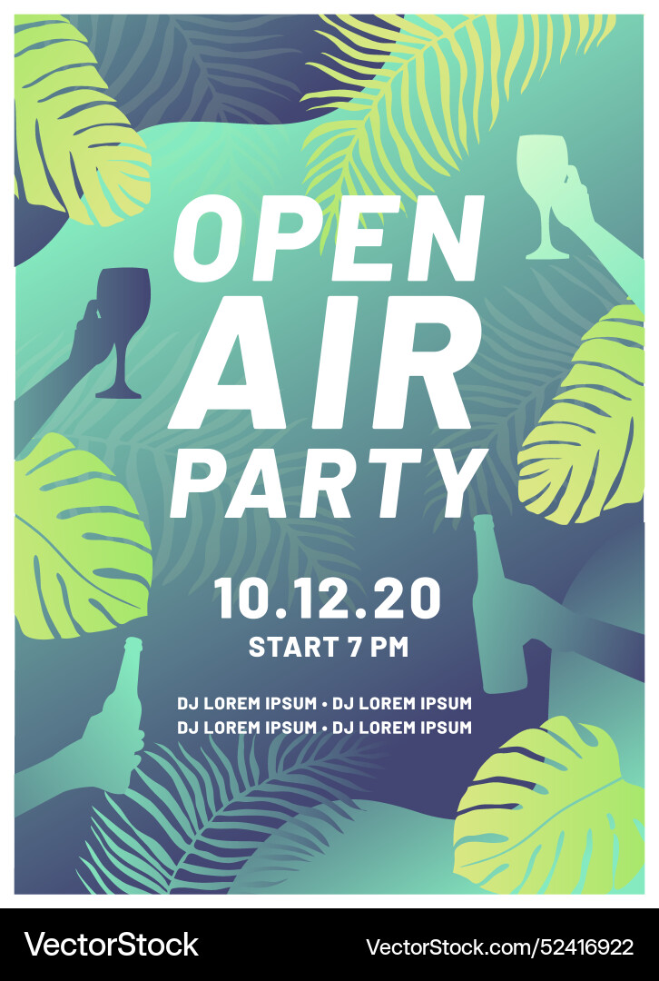 Open air party poster template Royalty Free Vector Image